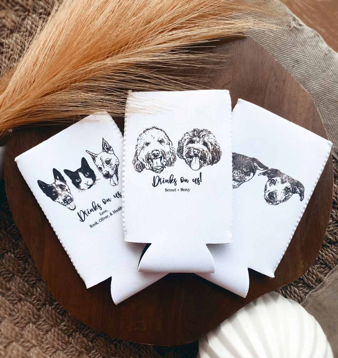 Wedding Koozie With Dog Bulk Wedding Favors Dog Pet Koozies - Etsy