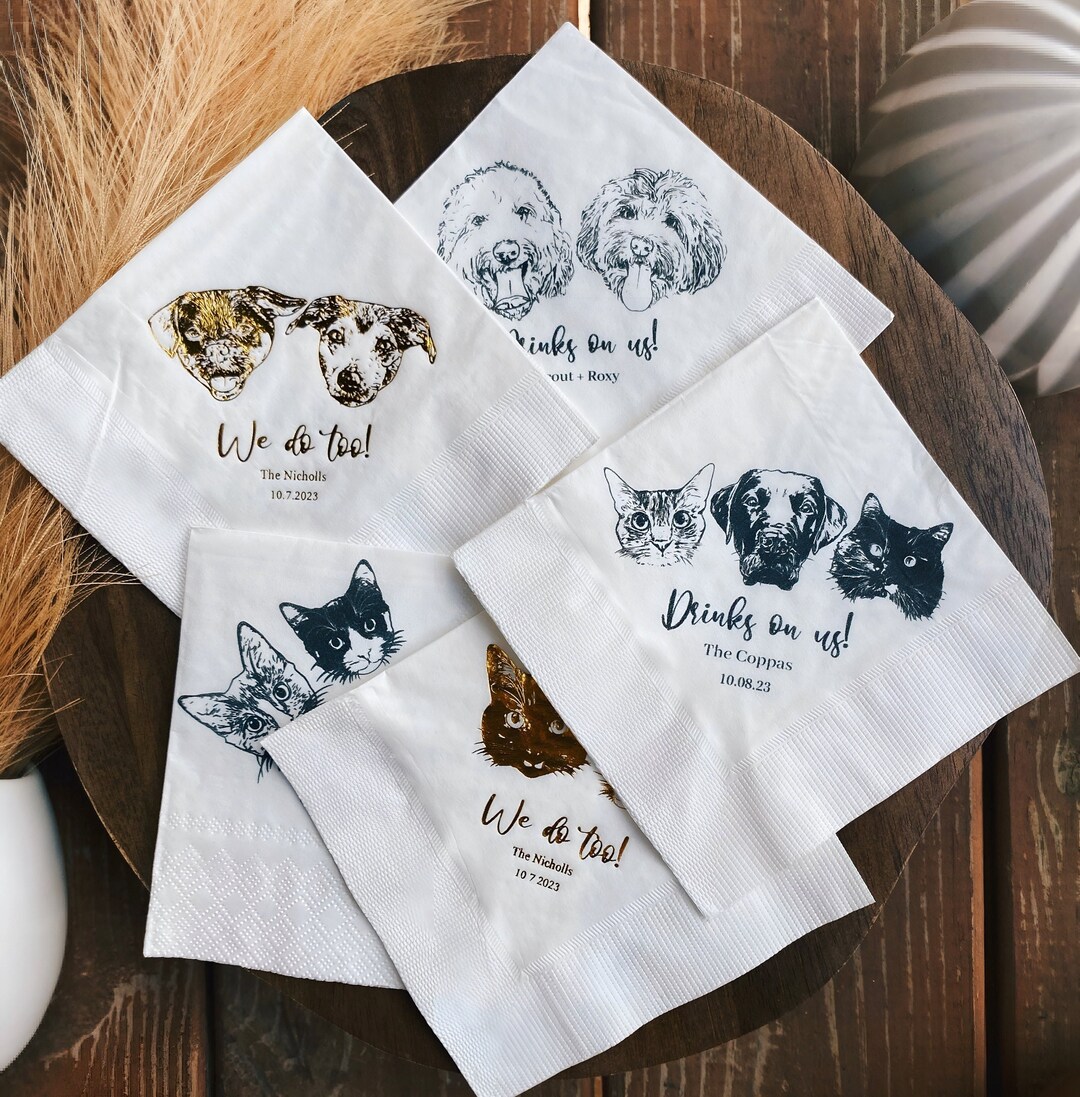 Custom Pet Wedding Napkins, Custom Dog Wedding Napkins, Custom Cocktail ...