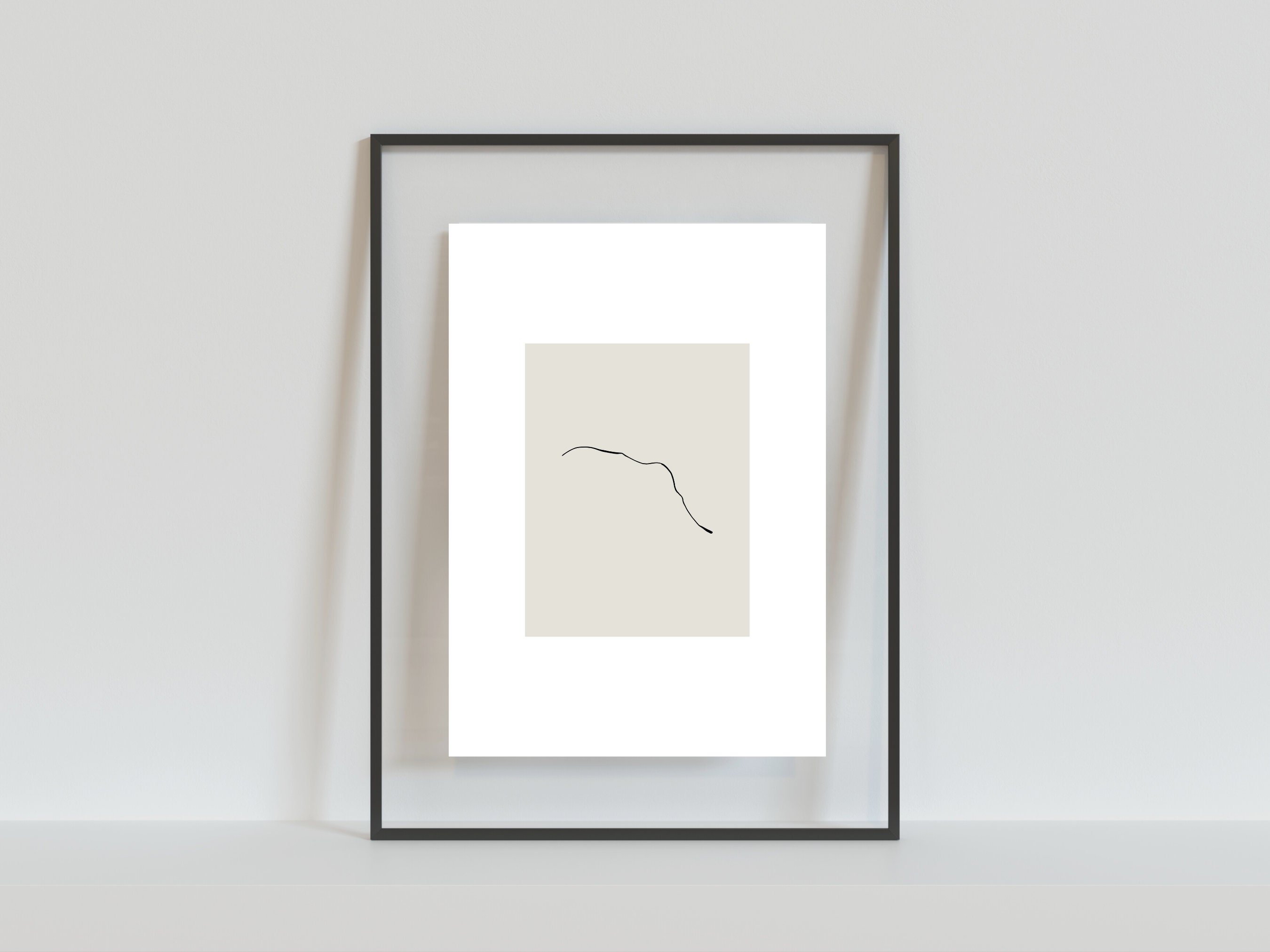 Minimal Abstract Neutral Line Drawing Print, Beige Printable Art ...