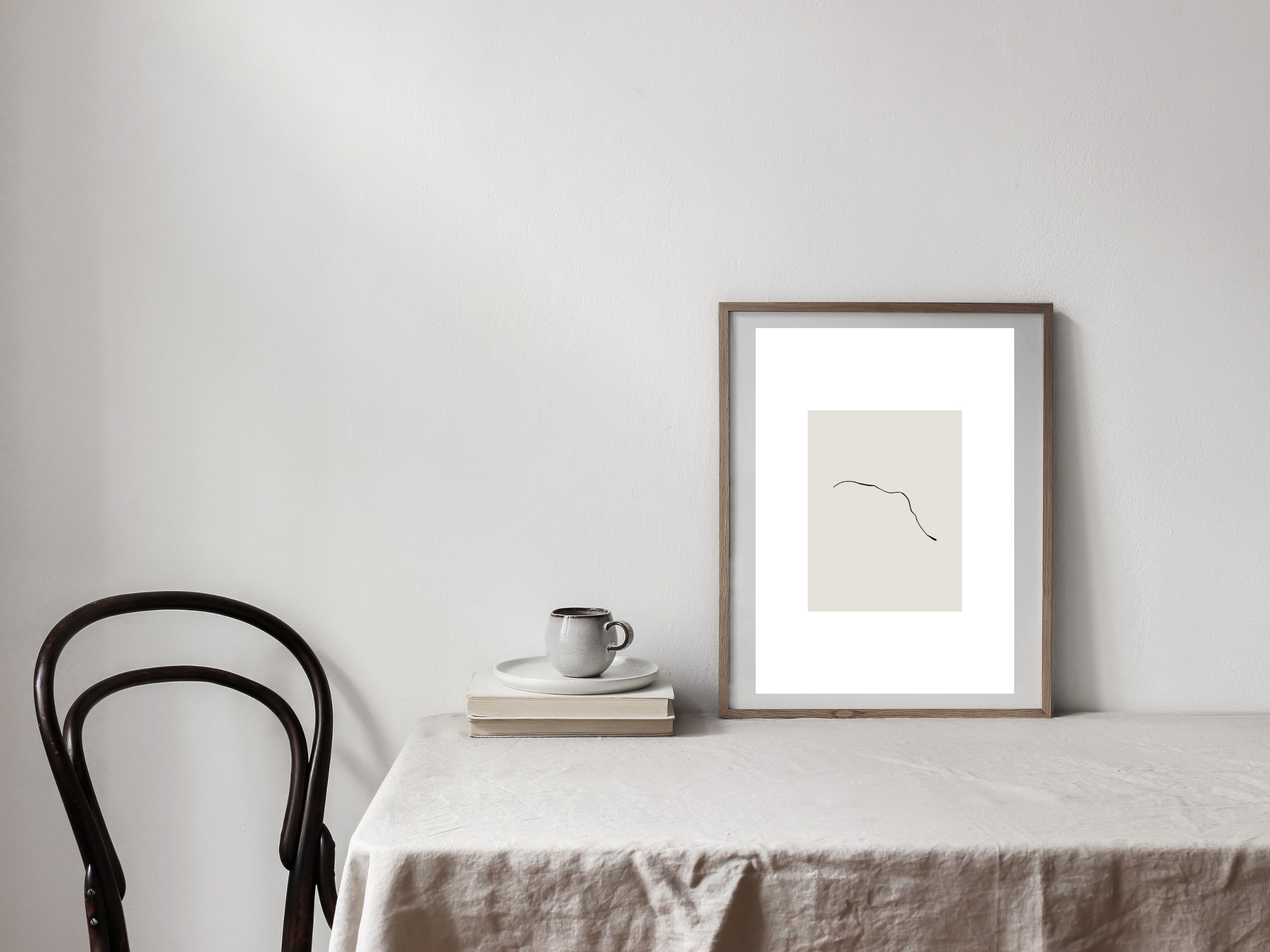 Minimal Abstract Neutral Line Drawing Print, Beige Printable Art ...