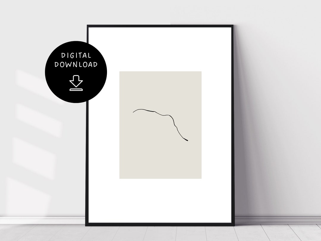 Minimal Abstract Neutral Line Drawing Print, Beige Printable Art ...