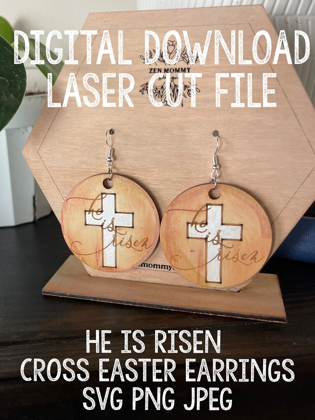 He is Risen Cross Easter Jesus Christian Earring Laser File Glowforge ...