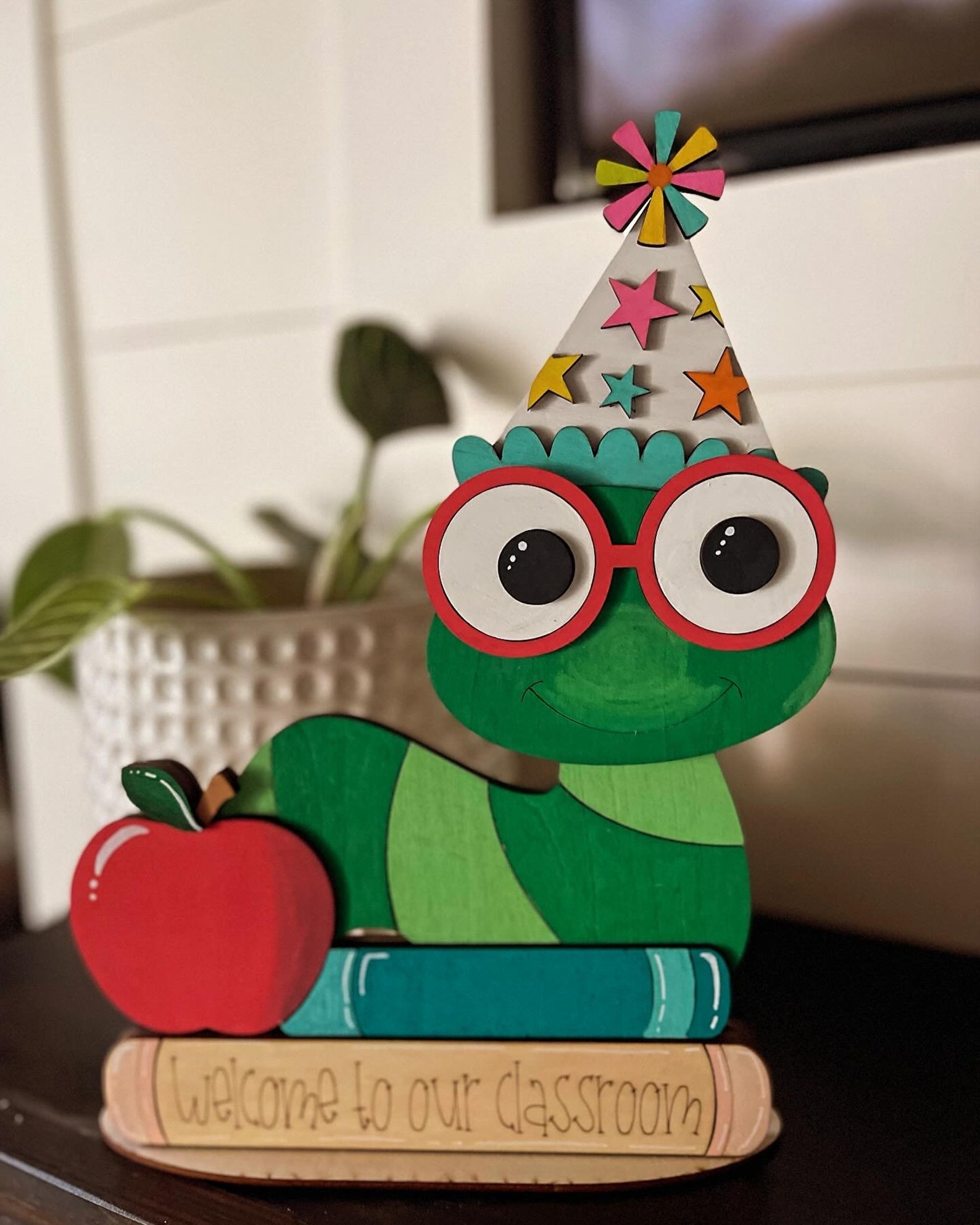 Handmade Teacher Appreciation Gift Bookworm With Interchangeable Hats ...