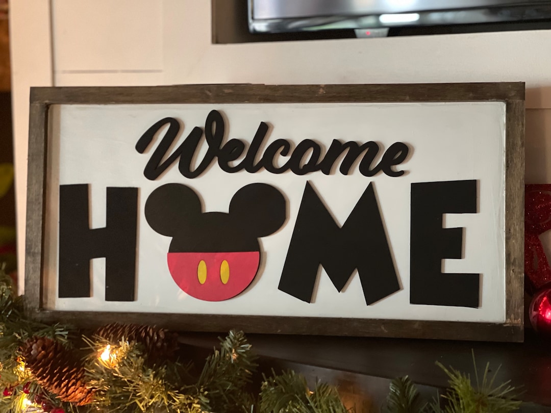 Disney Inspired Welcome Home Sign Interchangeable Mickeys - Etsy