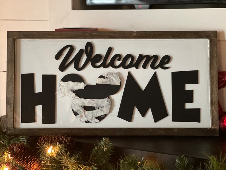 Disney Inspired Welcome Home Sign Interchangeable Mickeys - Etsy
