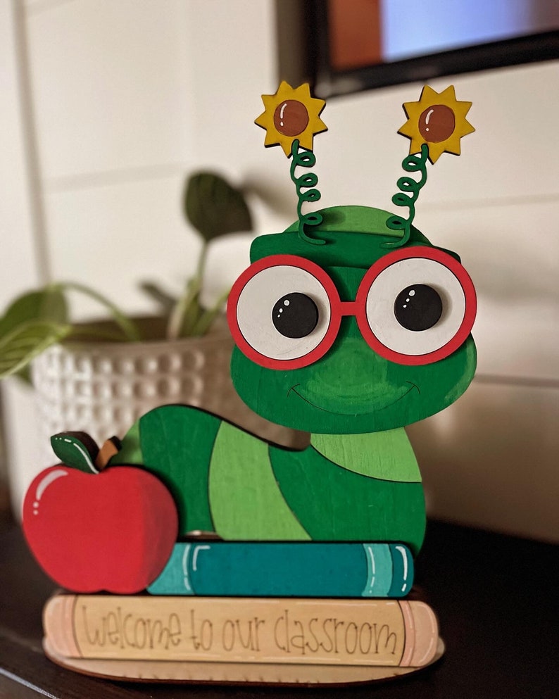 Handmade Teacher Appreciation Gift Bookworm With Interchangeable Hats ...