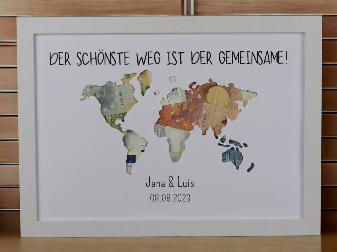 World Map Wedding Gift Wedding Money Gift Wish Fulfillment Money ...