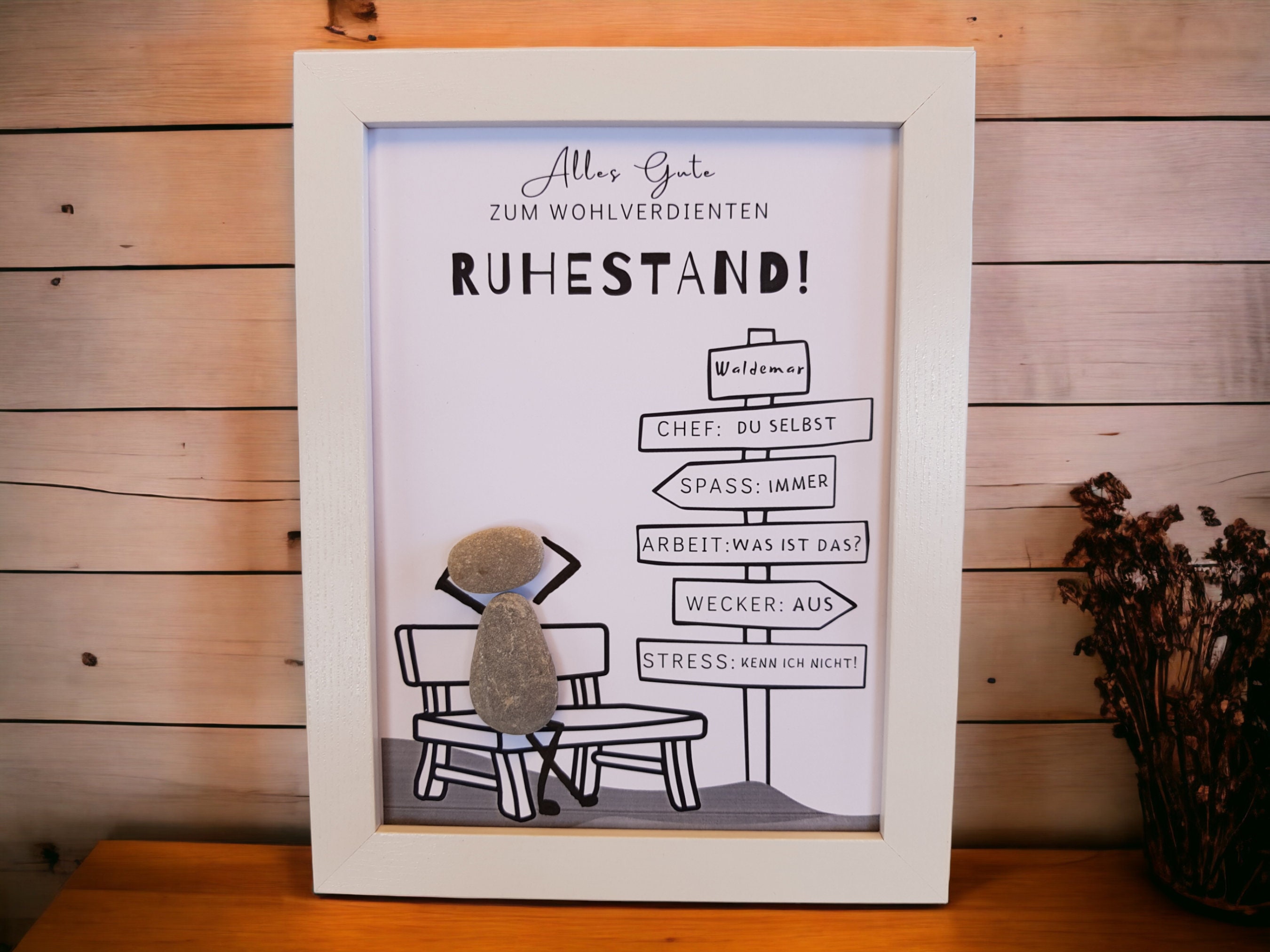 Steinbild: Geschenk zum Abschied zur Rente, Renteneintritt, Ruhestand ...