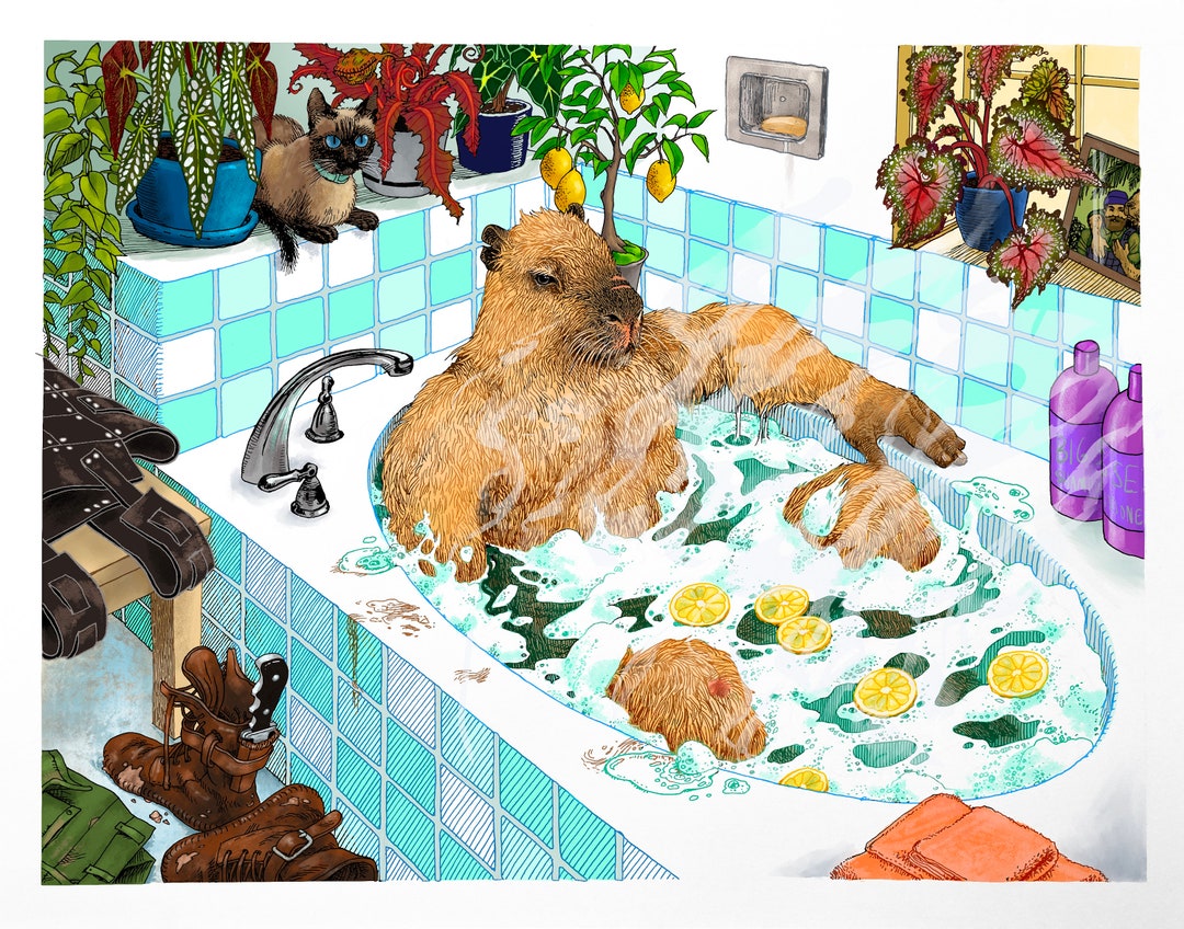Capybara Bath Print - Etsy