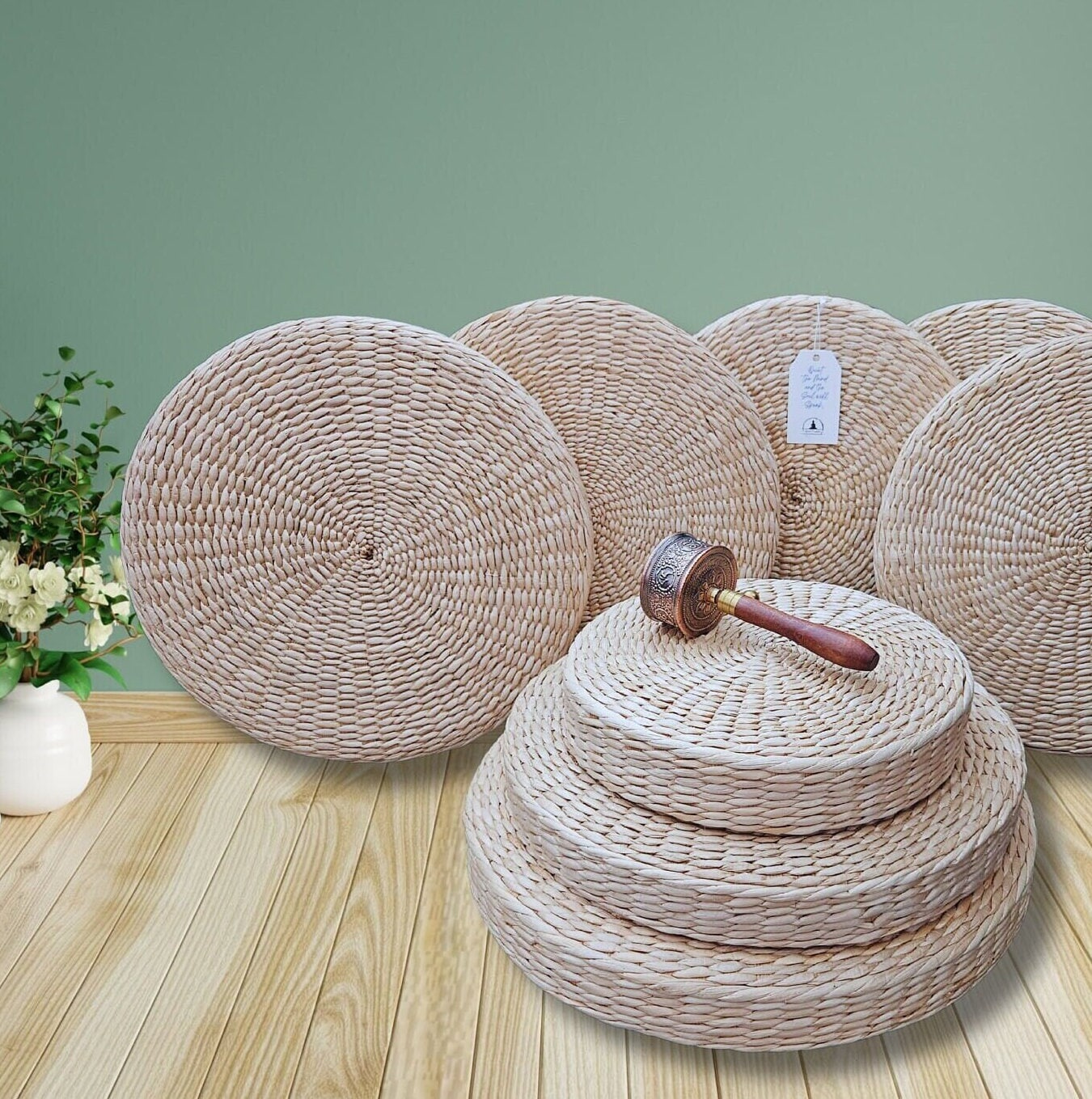 Natural Straw, Foam-filled Meditation Cushion - Etsy