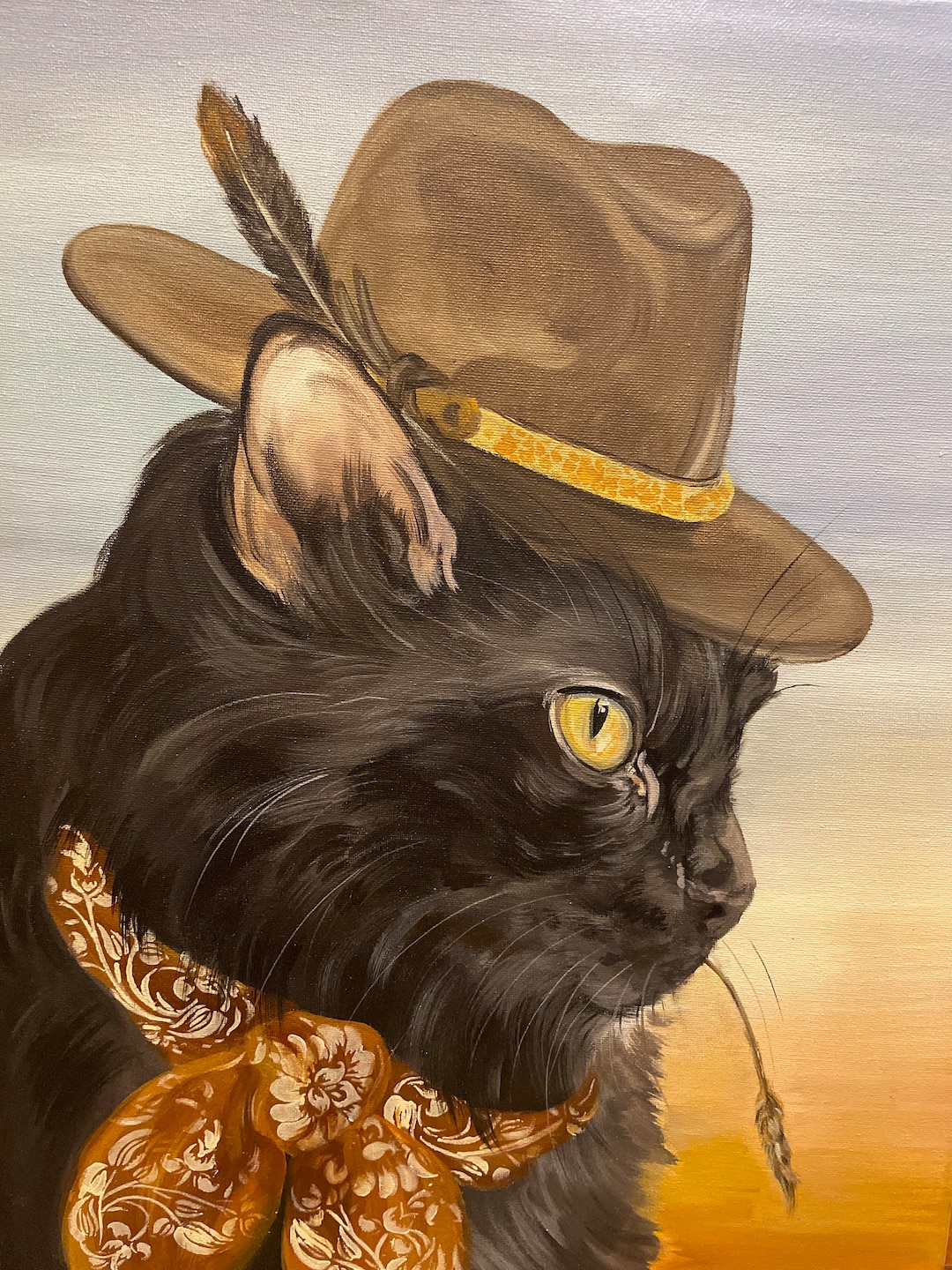 Cat Cowboy Art Print: Funny Quirky Wall Decor (8x10) - Etsy