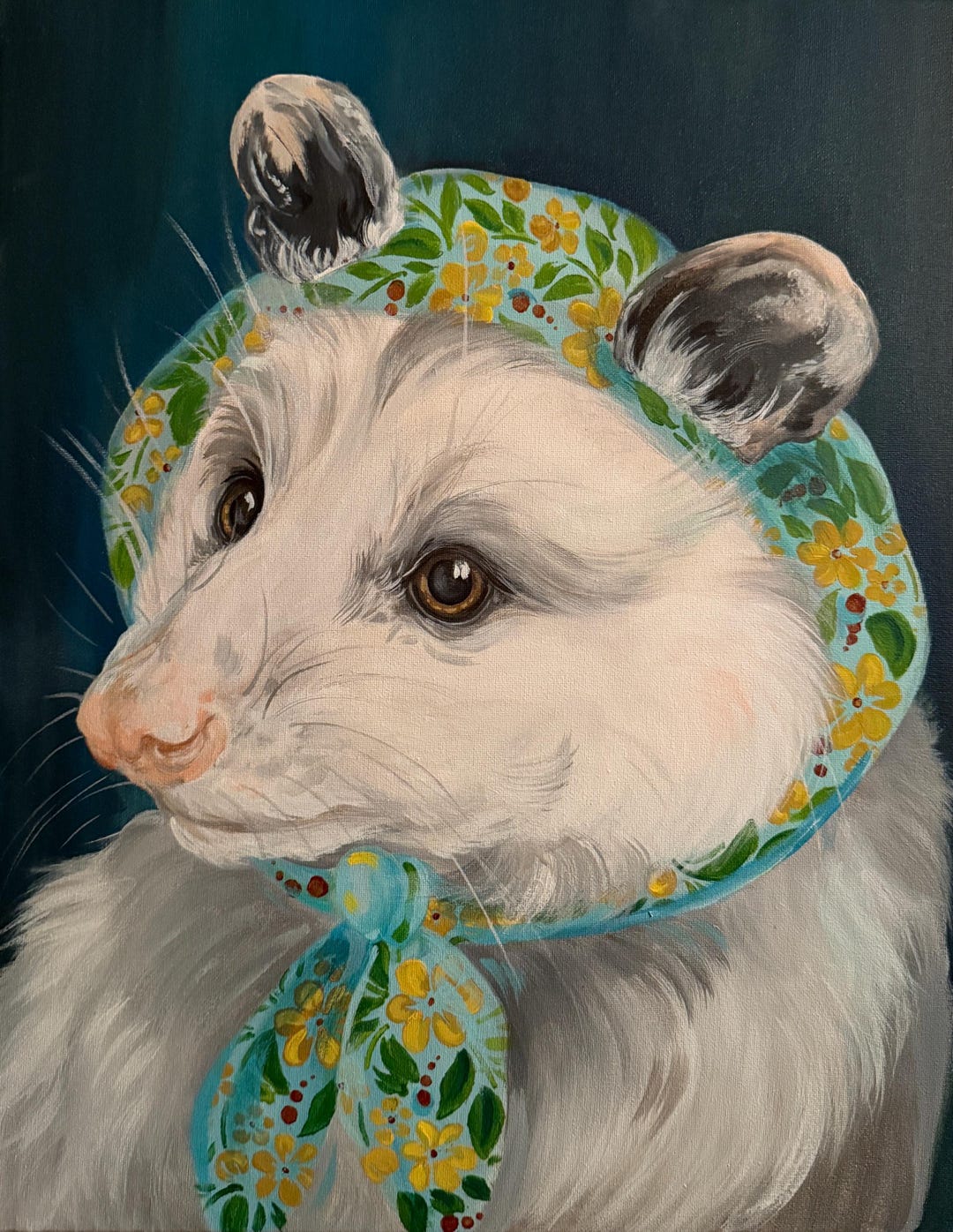 Babushka Possum Painting: Quirky Acrylic Animal Art on Canvas - Etsy