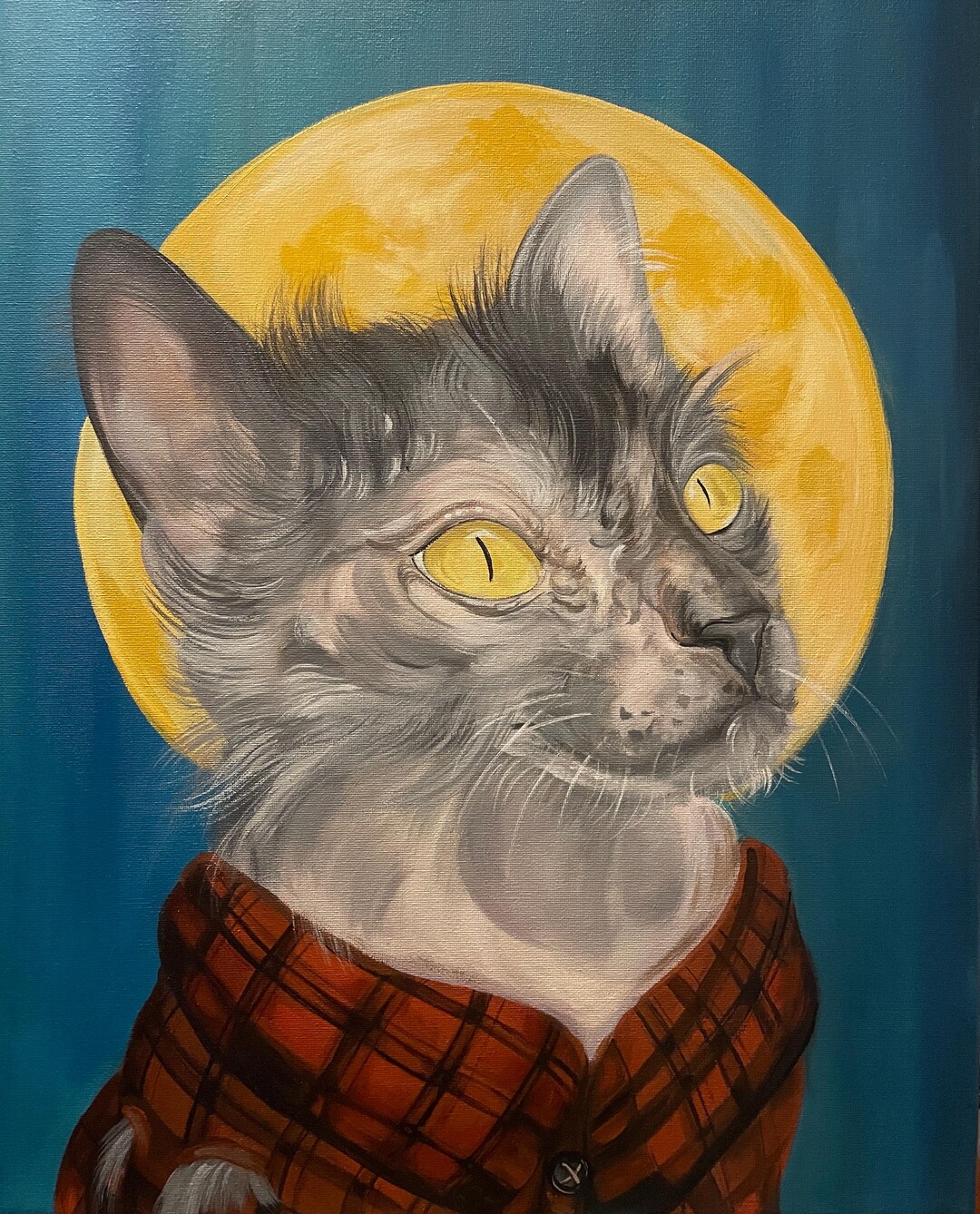 Whimsical Werewolf Cat Print: Fantasy Lykoi Art, Halloween Decor - Etsy