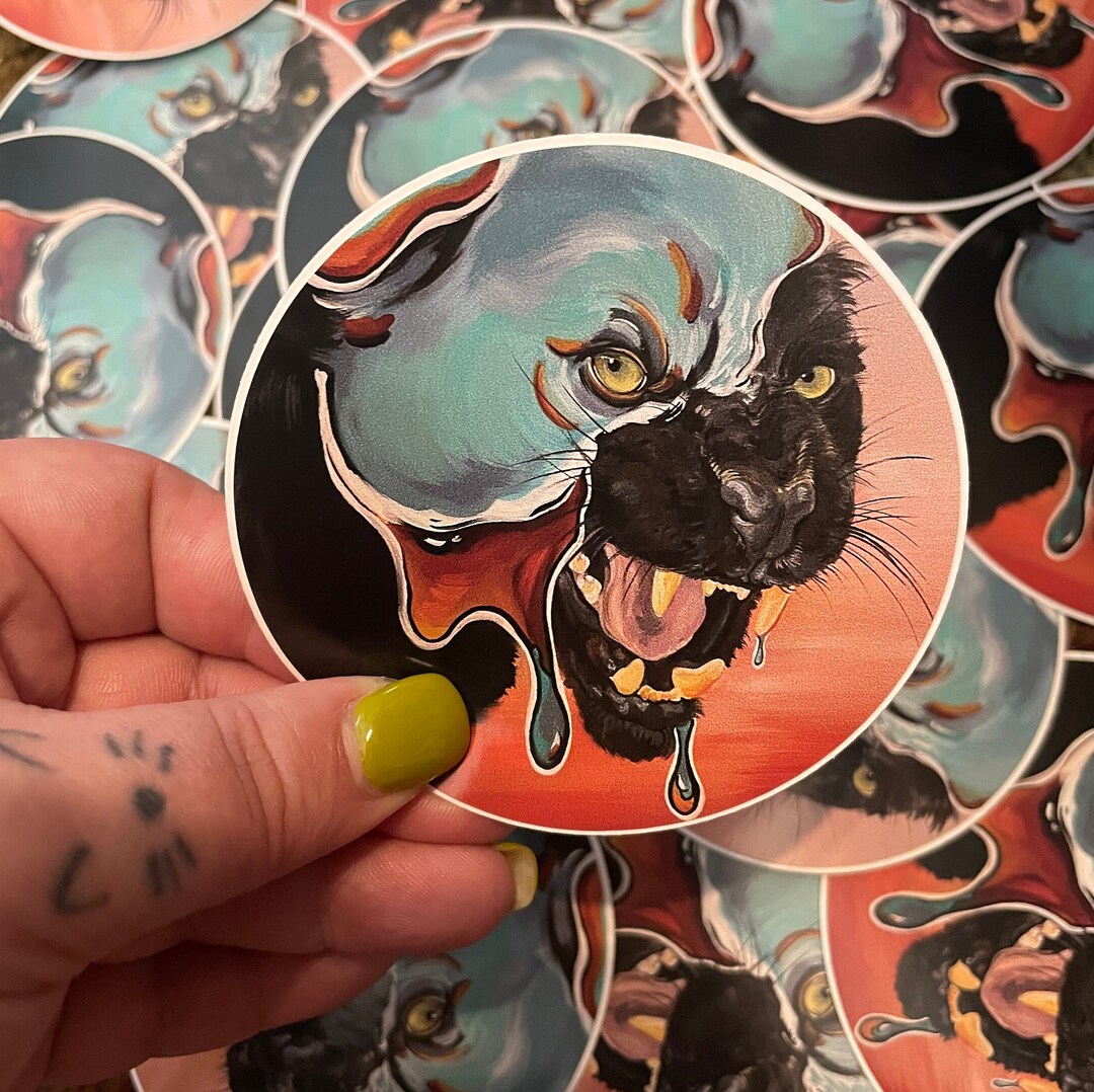 Chrome Panther Sticker: Tattoo Flash Art, Weatherproof Vinyl - Etsy