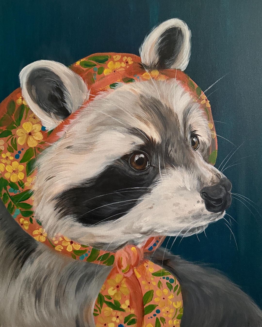 Babushka Raccoon Art Print: Quirky Animal Portrait - Etsy