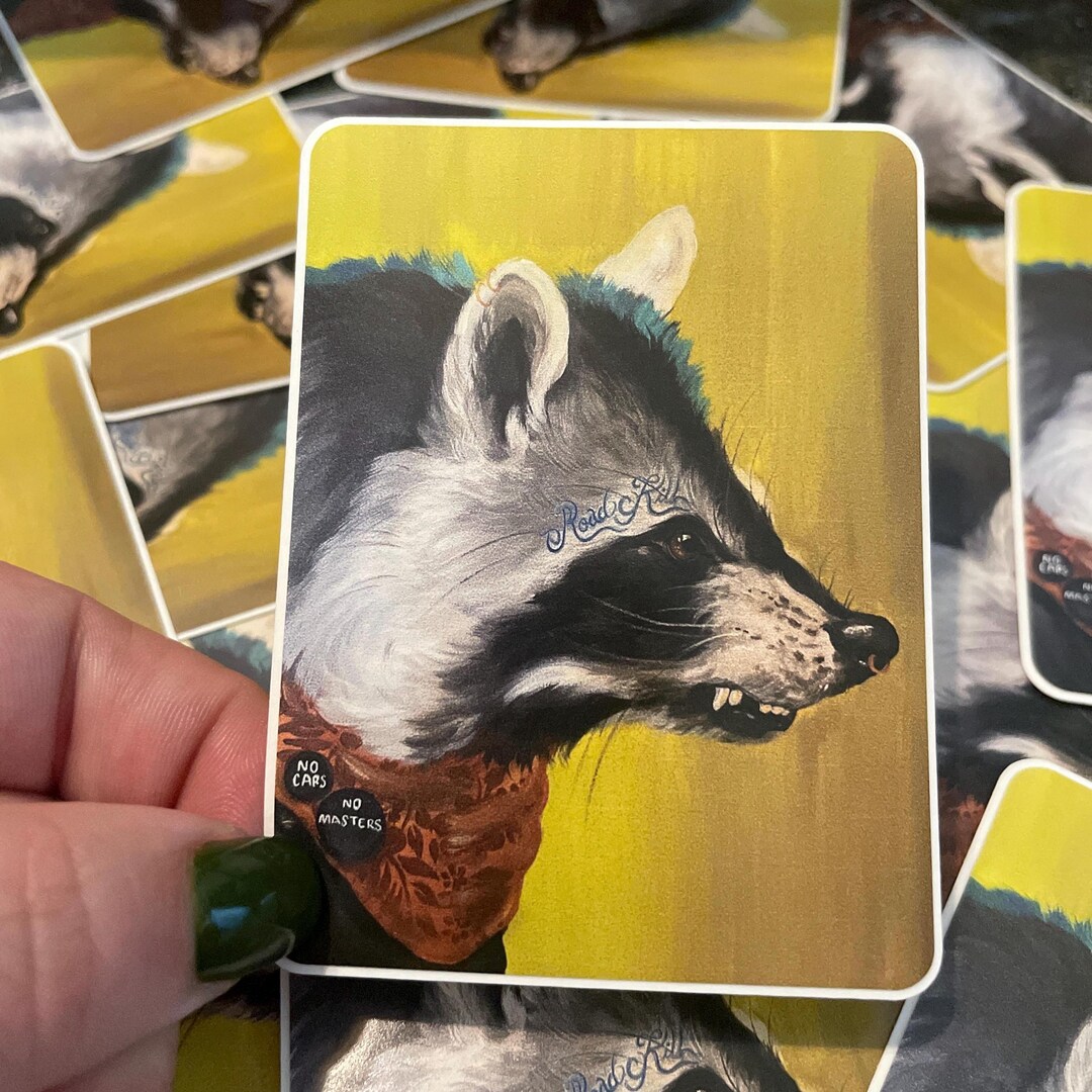 Punk Raccoon Vinyl Sticker, Cute Animal Decal, Alternative Art, Unique ...