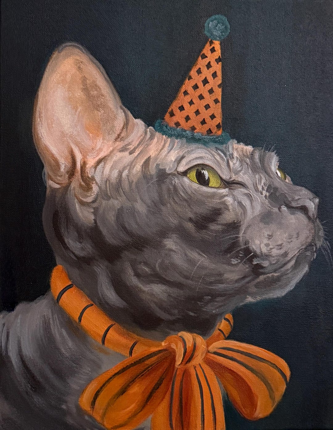 Sphynx Cat Portrait Print: Hairless Cat Art, Silk Scarf (8x10”) - Etsy