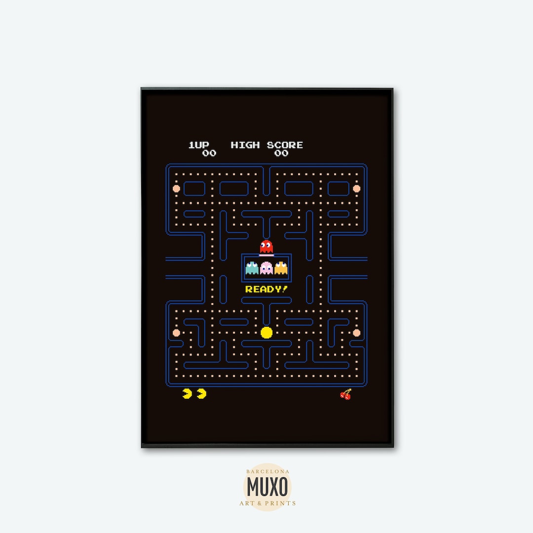 Pacman Retro Videogame Poster High Resolution Vector Printable and ...