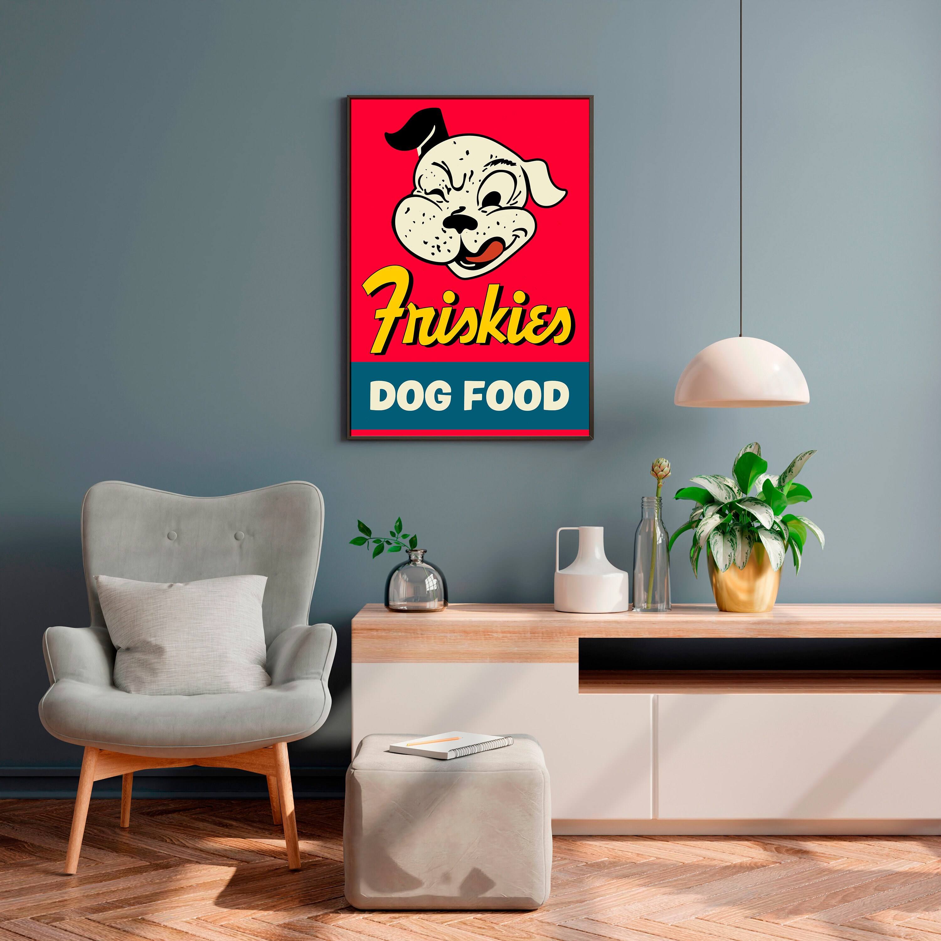 Dog Vintage Poster. Dog Printable Poster. Retro Dog Food Wallart. Pet ...