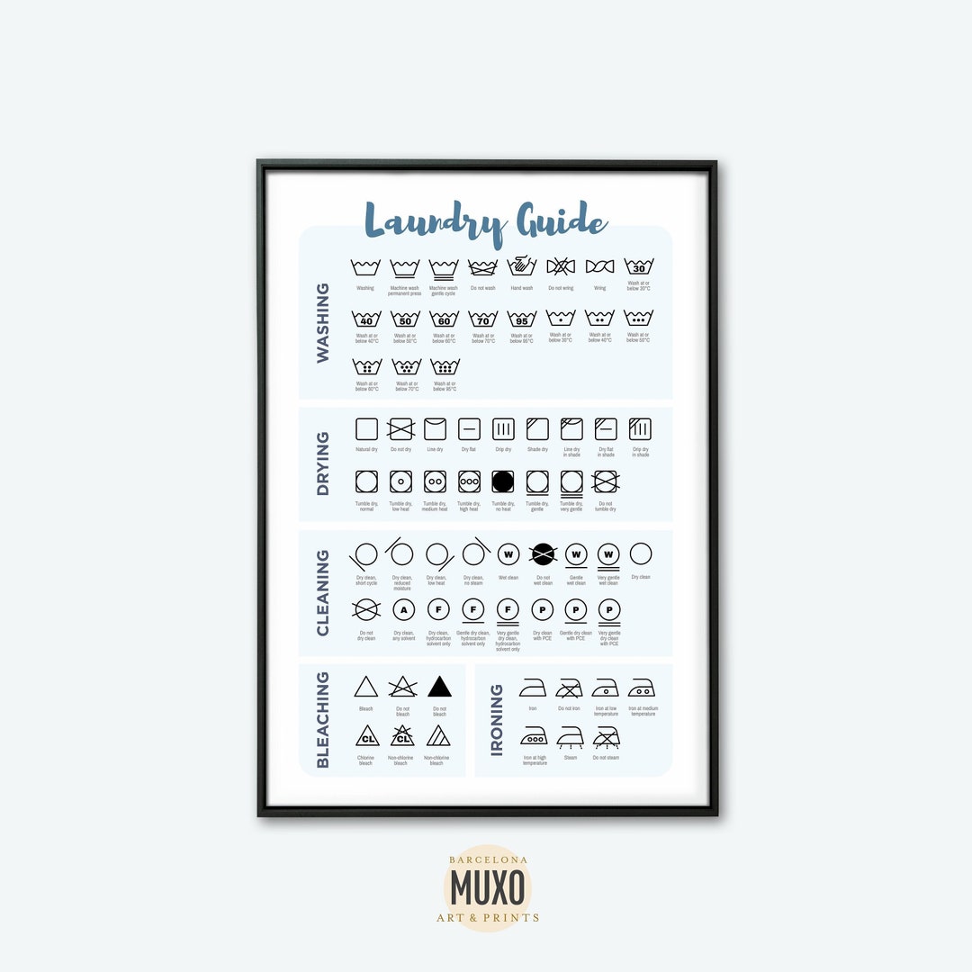 Laundry Guide Printable, Laundry Simbols, Laundry Guide Wallart - Etsy