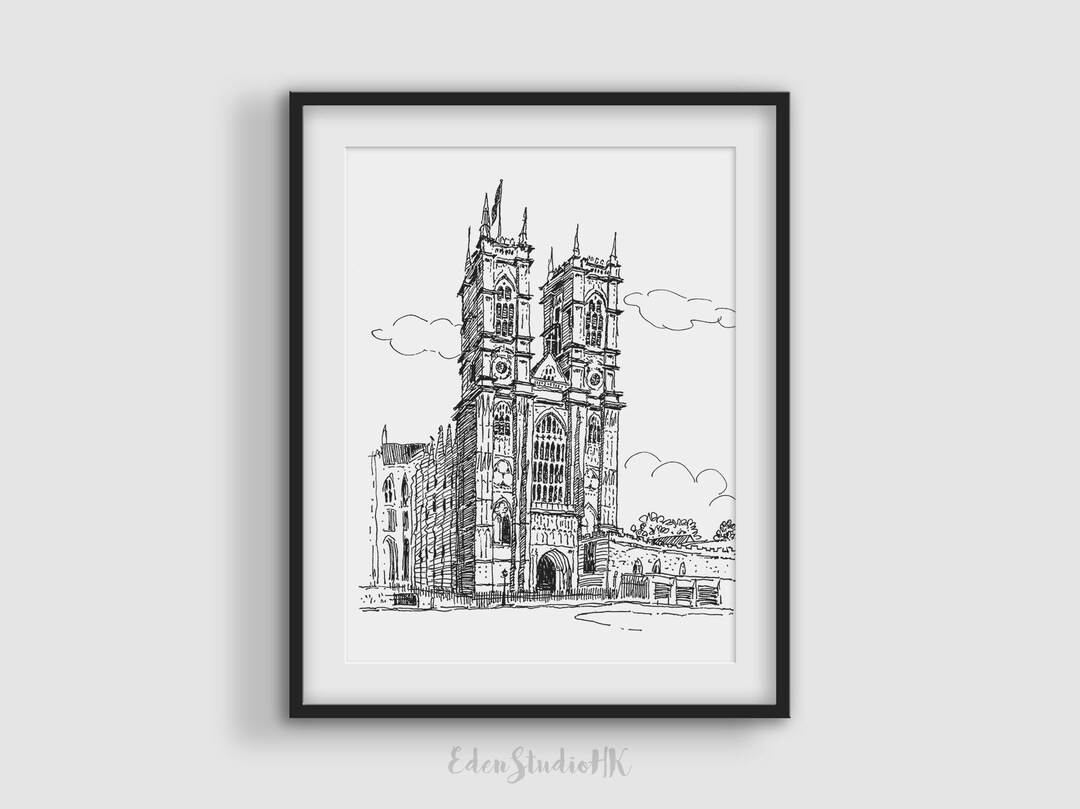 Westminster Abbey Print: London England Travel Sketch (digital Download ...