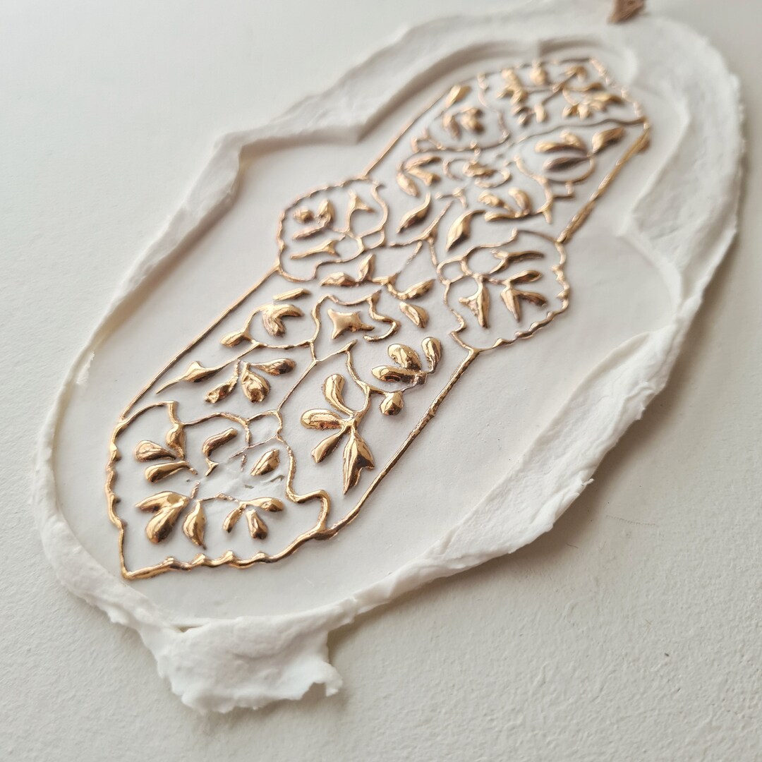 Hamsa, Handmade Judaica Art, Wall Décor With 24K Gold. Perfect Gift for Jewish Weddings or ...