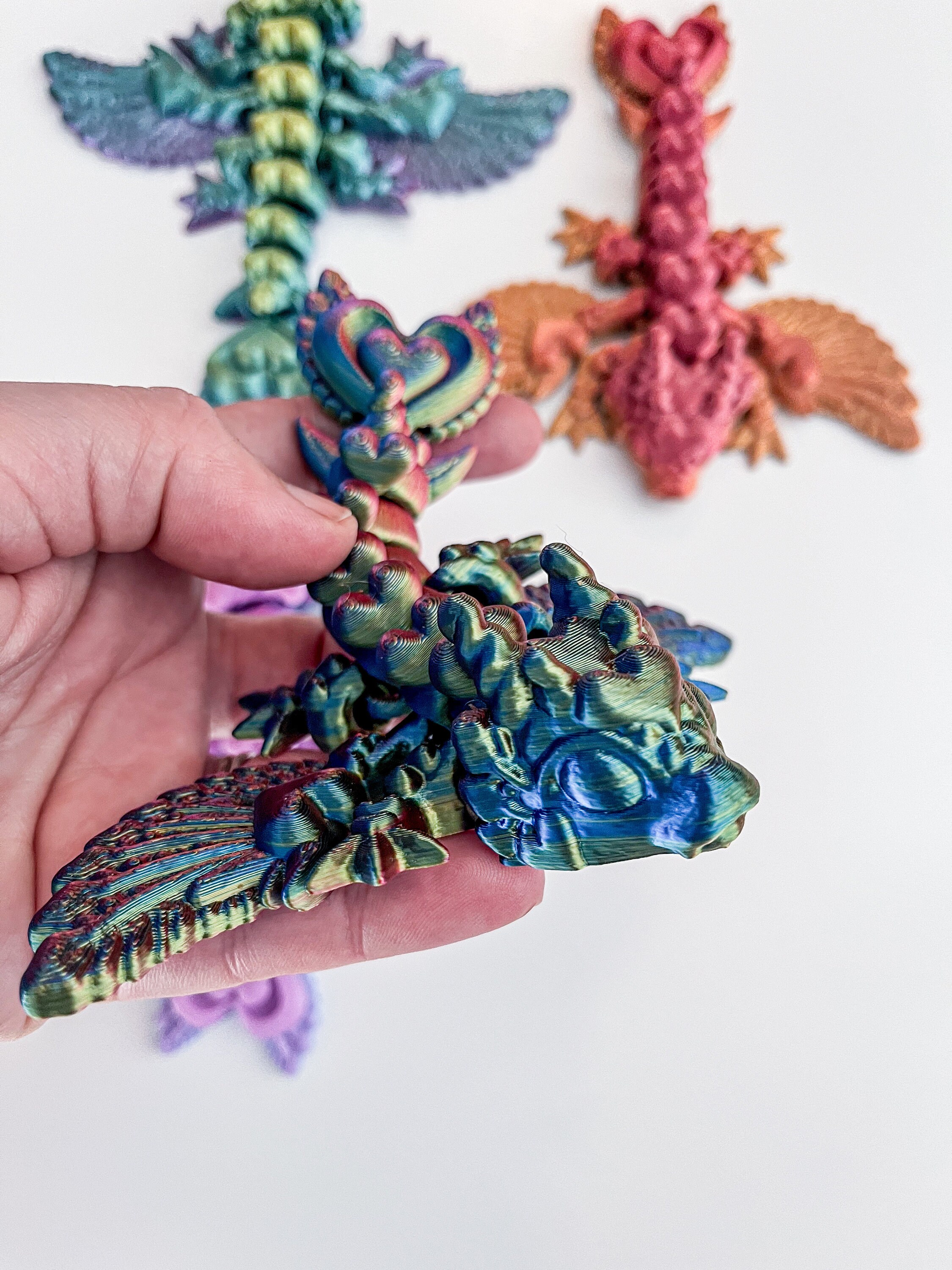 Tiny Heart Baby Dragon 3D Printed Fidget Toy Sensory Cinderwing3d Gift ...