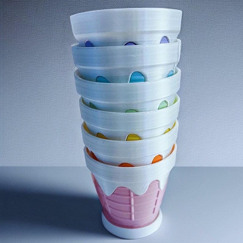 Pastel Rainbow Sorting Cups Ice Cream Cones Play Dough Sensory Kit ...