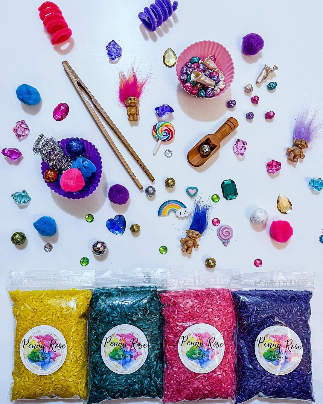 Trolls Sensory Rice Kit | Easter Spring Sensory Rice Kit | Sensory Rice ...