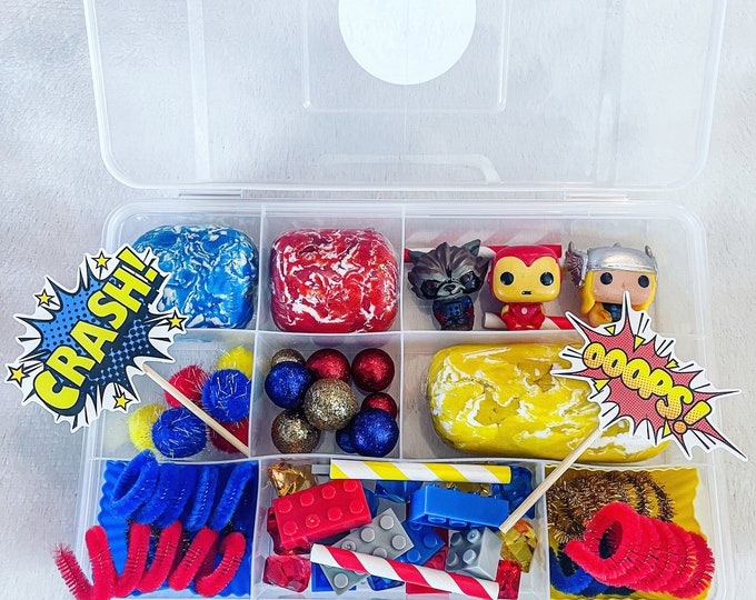Super Hero Sensory Dough Kit | Play Dough | Sensory Bin | Sensory Kit ...