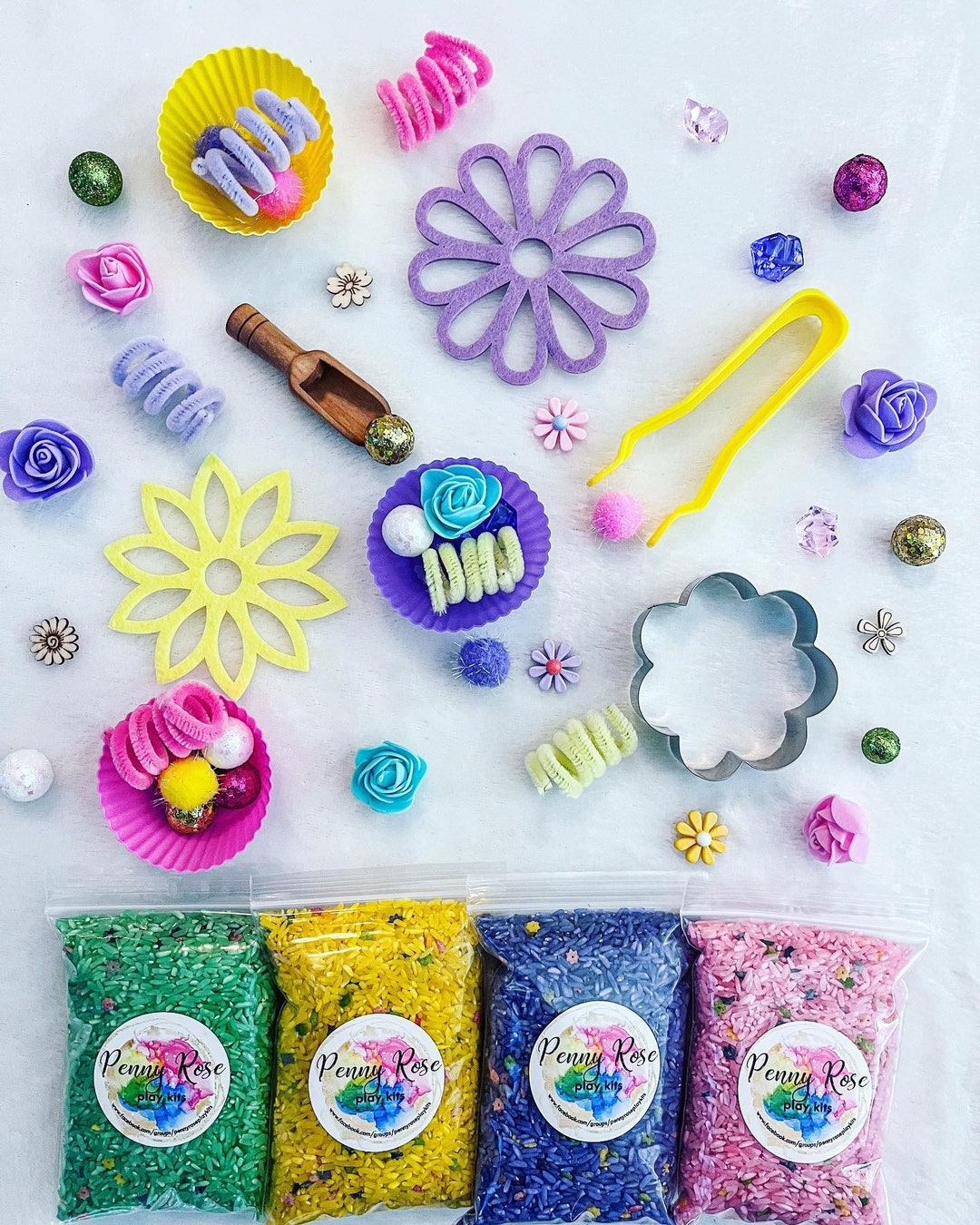 Spring Flowers Sensory Rice Kit Easter Sensory Rice Kit Sensory Rice ...