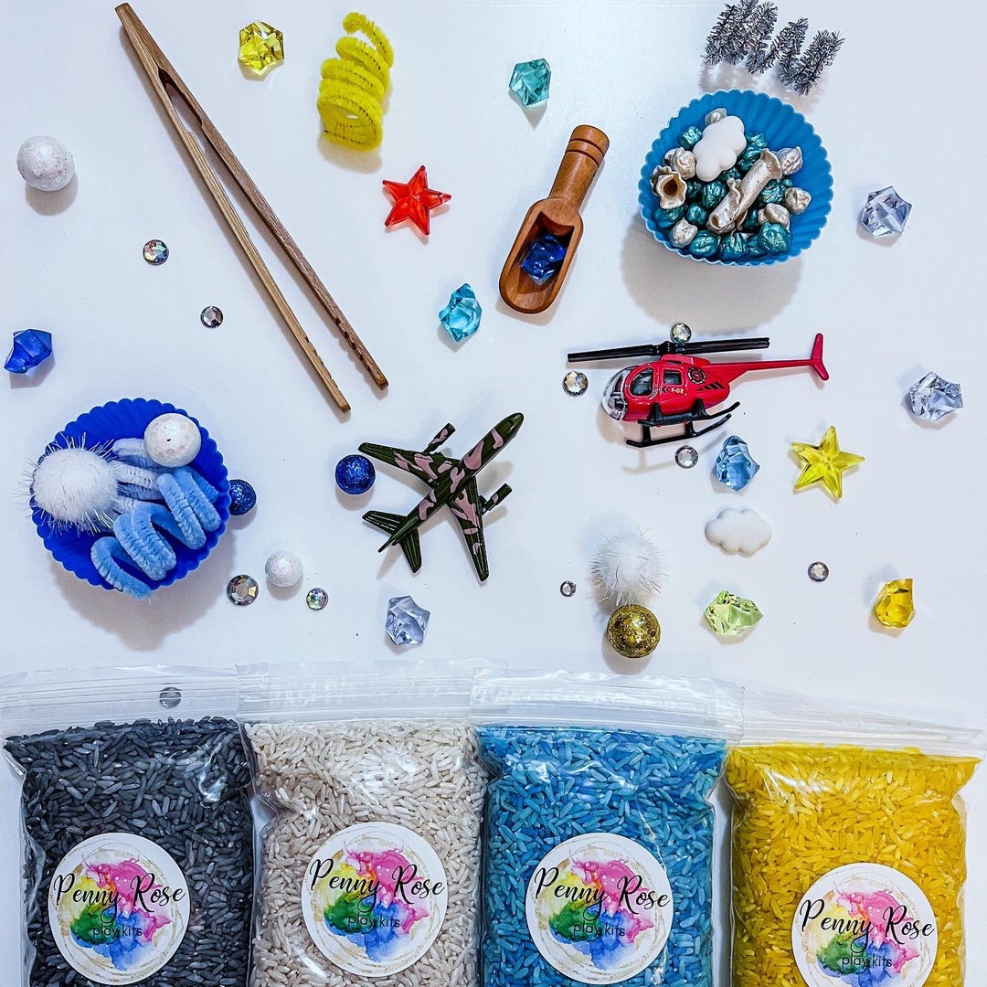 Airplane Helicopter Sensory Rice Kit | Easter Spring Sensory Rice Kit ...