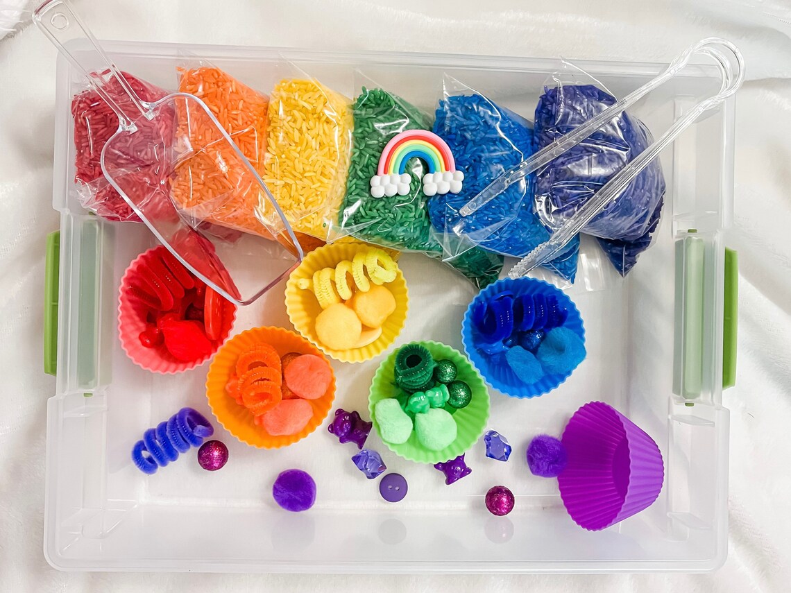 Rainbow Theme Sensory Rice Kit Sensory Bin Montessori Gifts for Kids ...