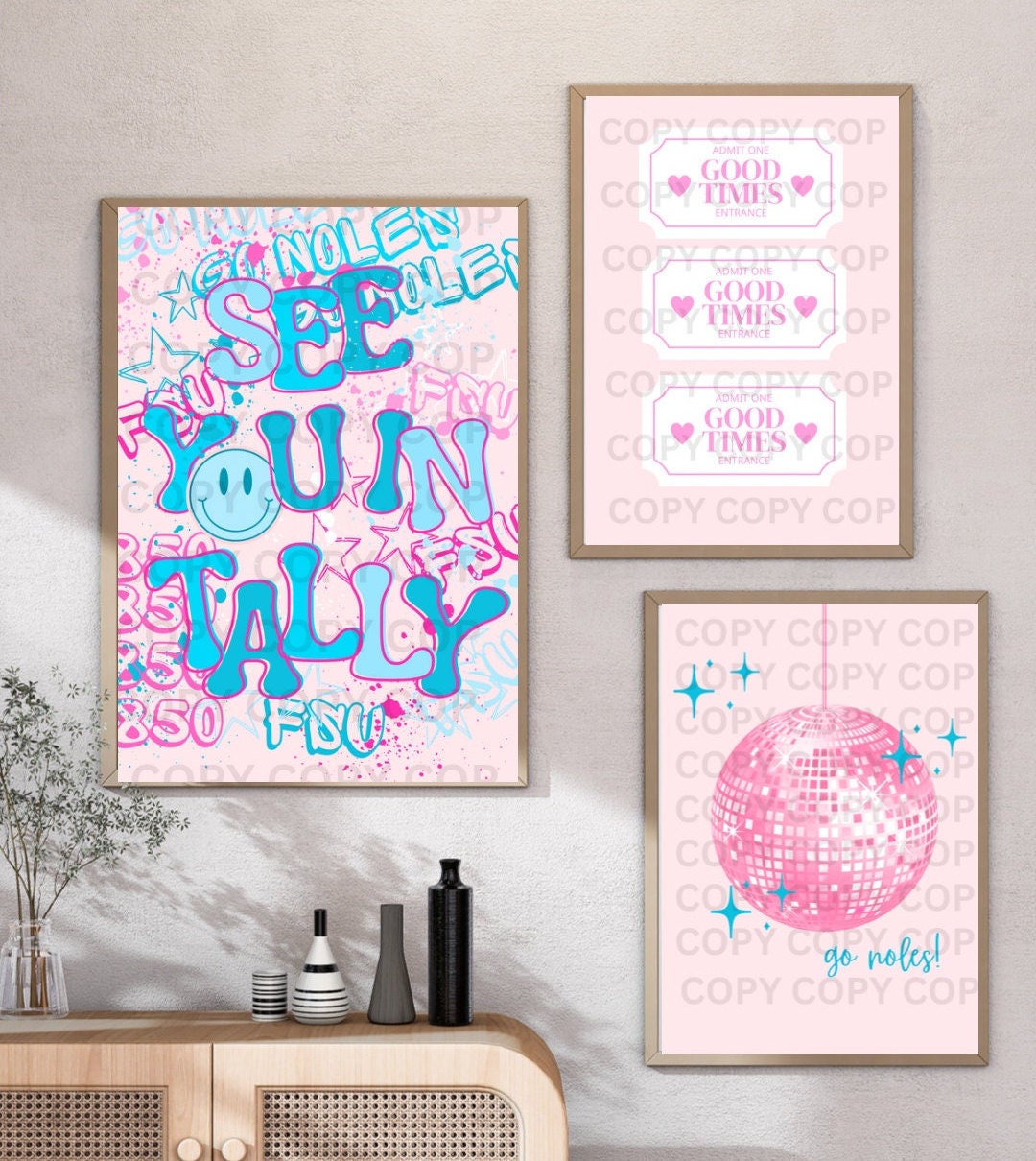 FSU Seminoles Digital Prints 3 PACK, College Poster Prints, Girls Dorm ...