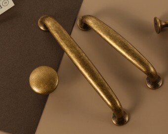 Minimalist Antique Bronze Cabinet Handle Drawer Knobs Pulls Aged Brass Kitchen Handles Cabinet ...