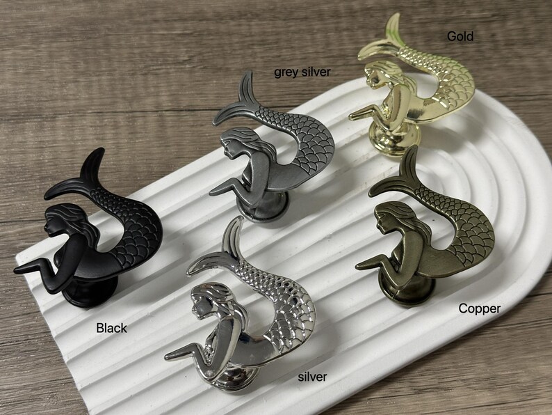 Solid Brass Mermaid Knobs Pulls Dresser Knob Pull Handles Custom ...