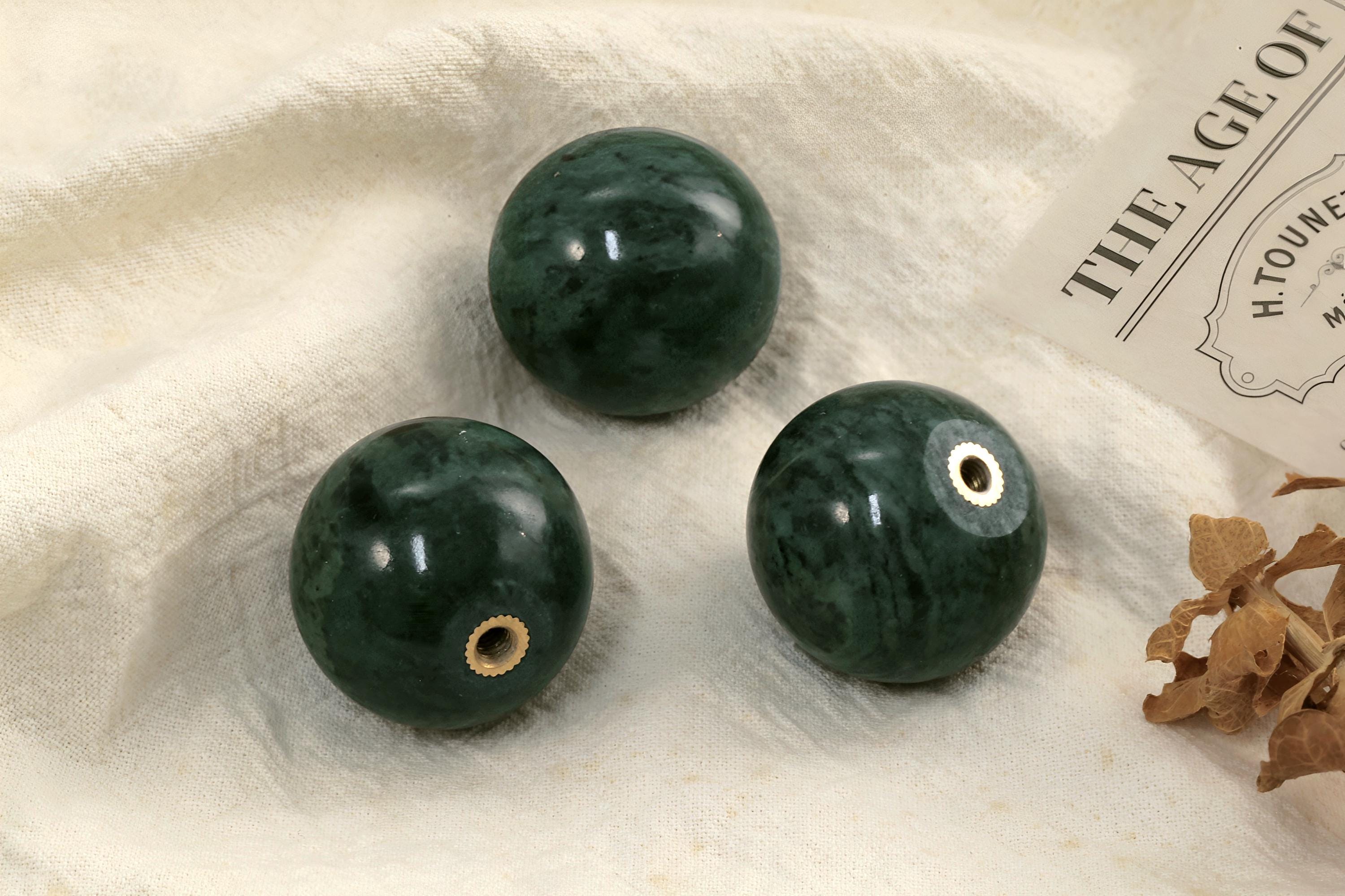 Green Marble Drawer Knob,natural Round Marble Cabinet Dresser Handles ...