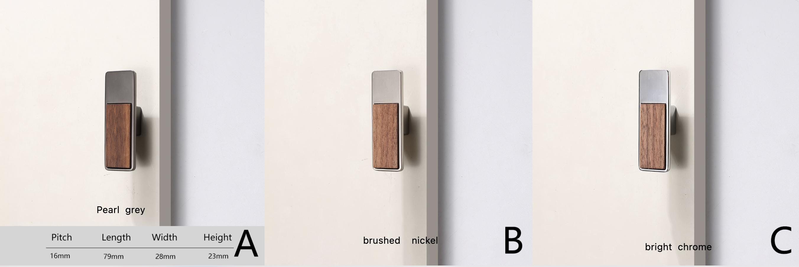 Wooden Brass Nickel Handles Drop Dresser Knobs Walnut Wood Drawer ...