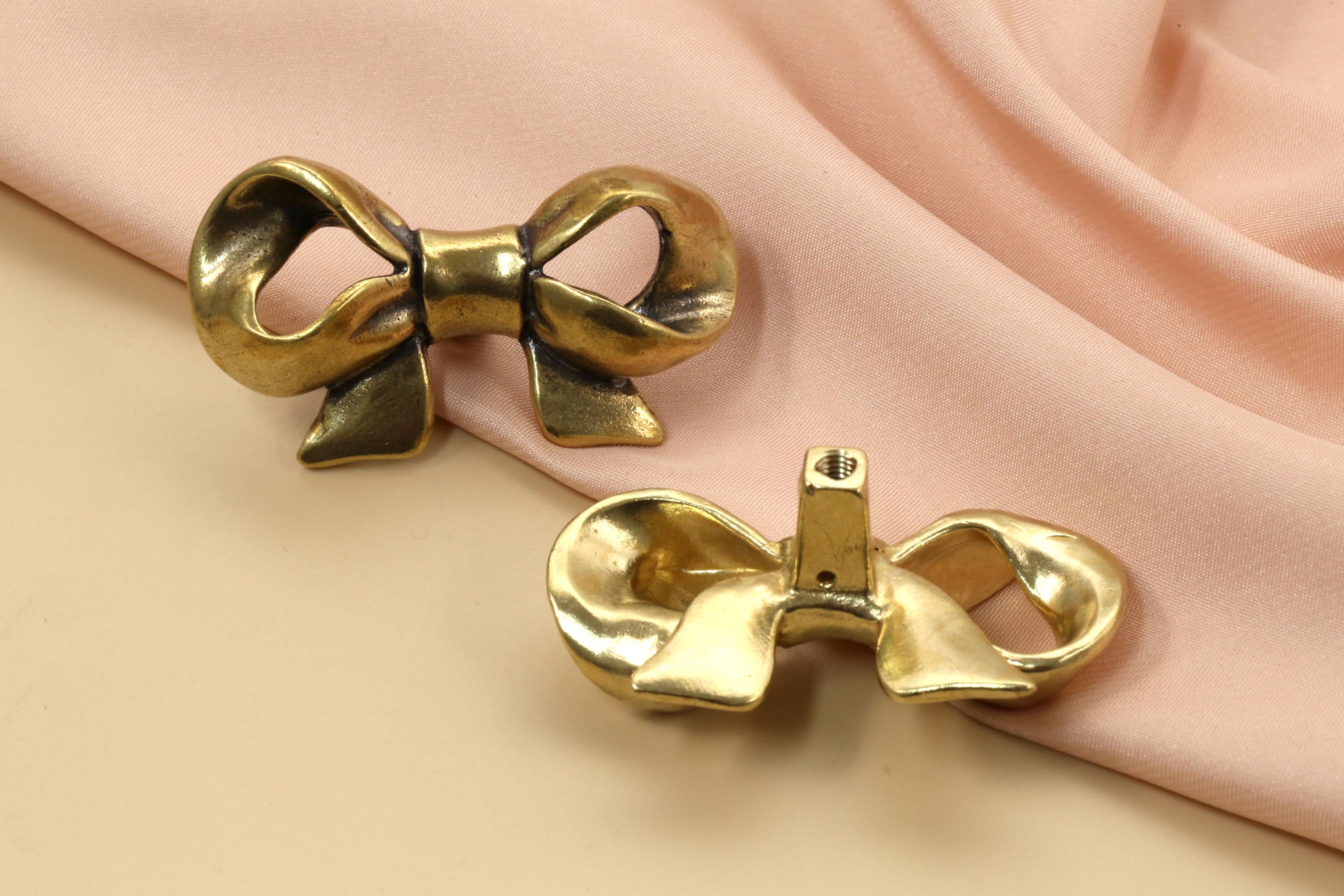 Modern Brass Bow Knobs Pulls Dresser Knob Pull Handles Bow Tie Drawer ...