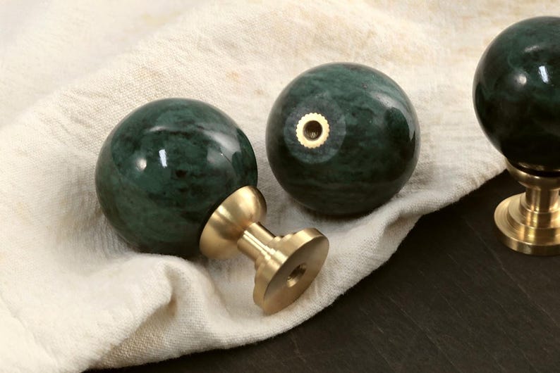 Green Marble Drawer Knob,natural Round Marble Cabinet Dresser Handles ...
