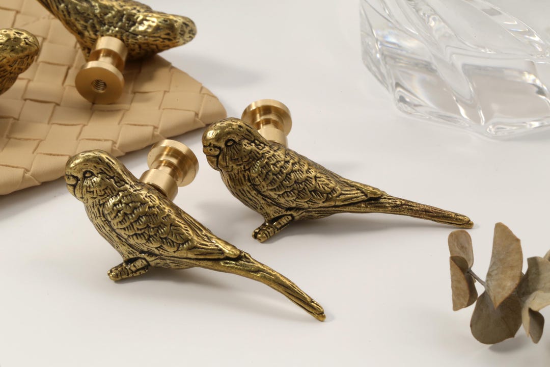 Parrot Solid Brass Drawer Knobs Dresser Knob Animals Pull Handle Birds ...