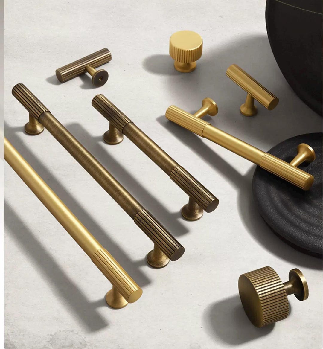 Antique Lined Drawer Knobs Pulls/brass Gold Cupboard Cabinet Knobs ...