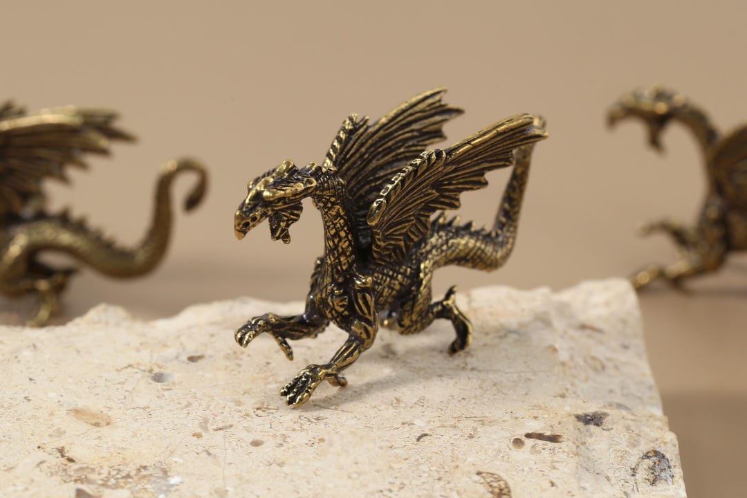 Solid Brass Gothic Flying Dragon Knobs Pulls Dresser Knob Pull Handles ...