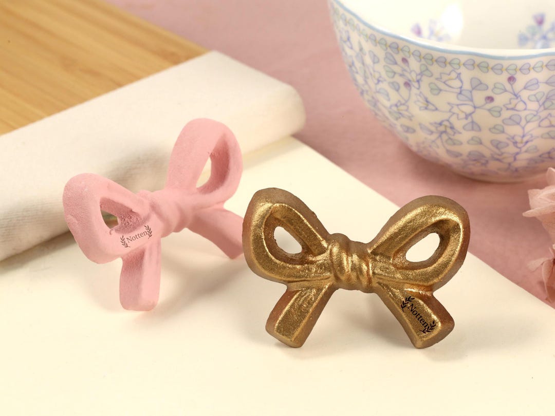 Cute Pink Bow Knobs Pulls Dresser Knob Pull Handles White Drawer Knob ...