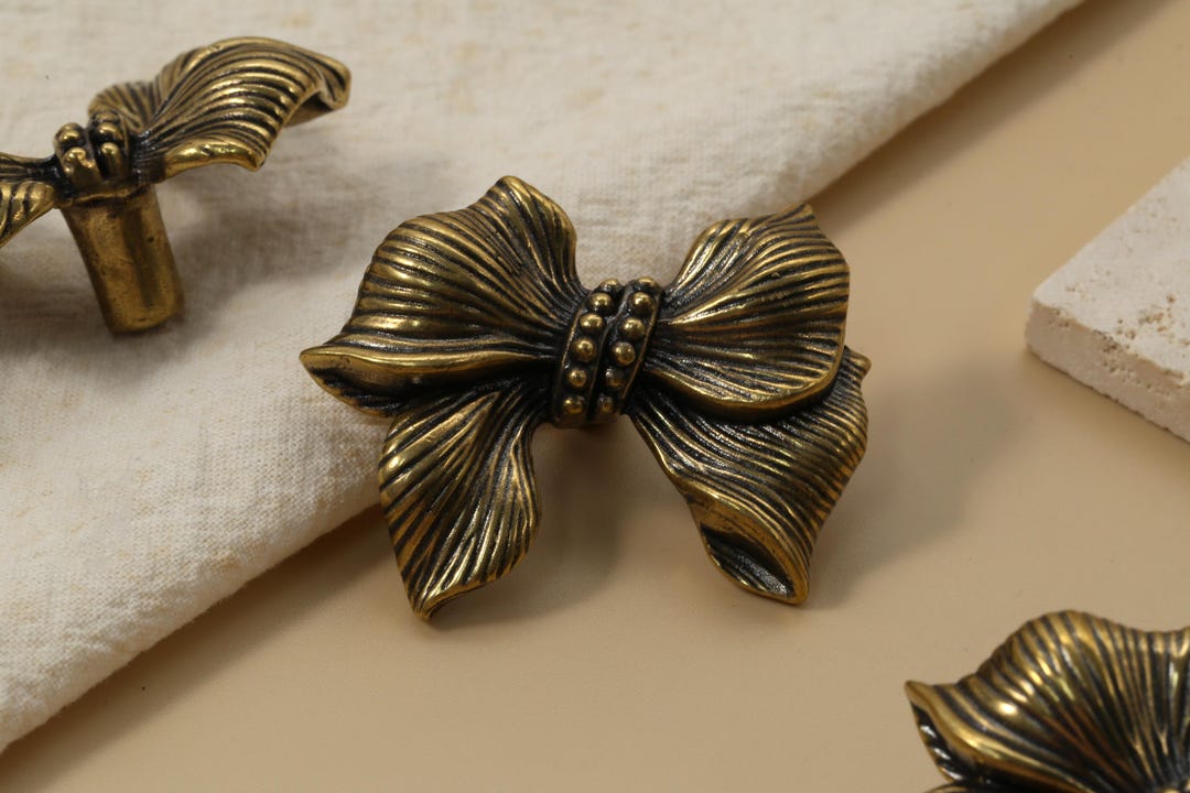 Modern Brass Bow Knobs Pulls Dresser Knob Pull Handles Bow Tie Drawer ...