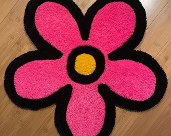 Handmade Rug Carpet Tuftinggun Cutpile Colourful Orange Pink Flower ...