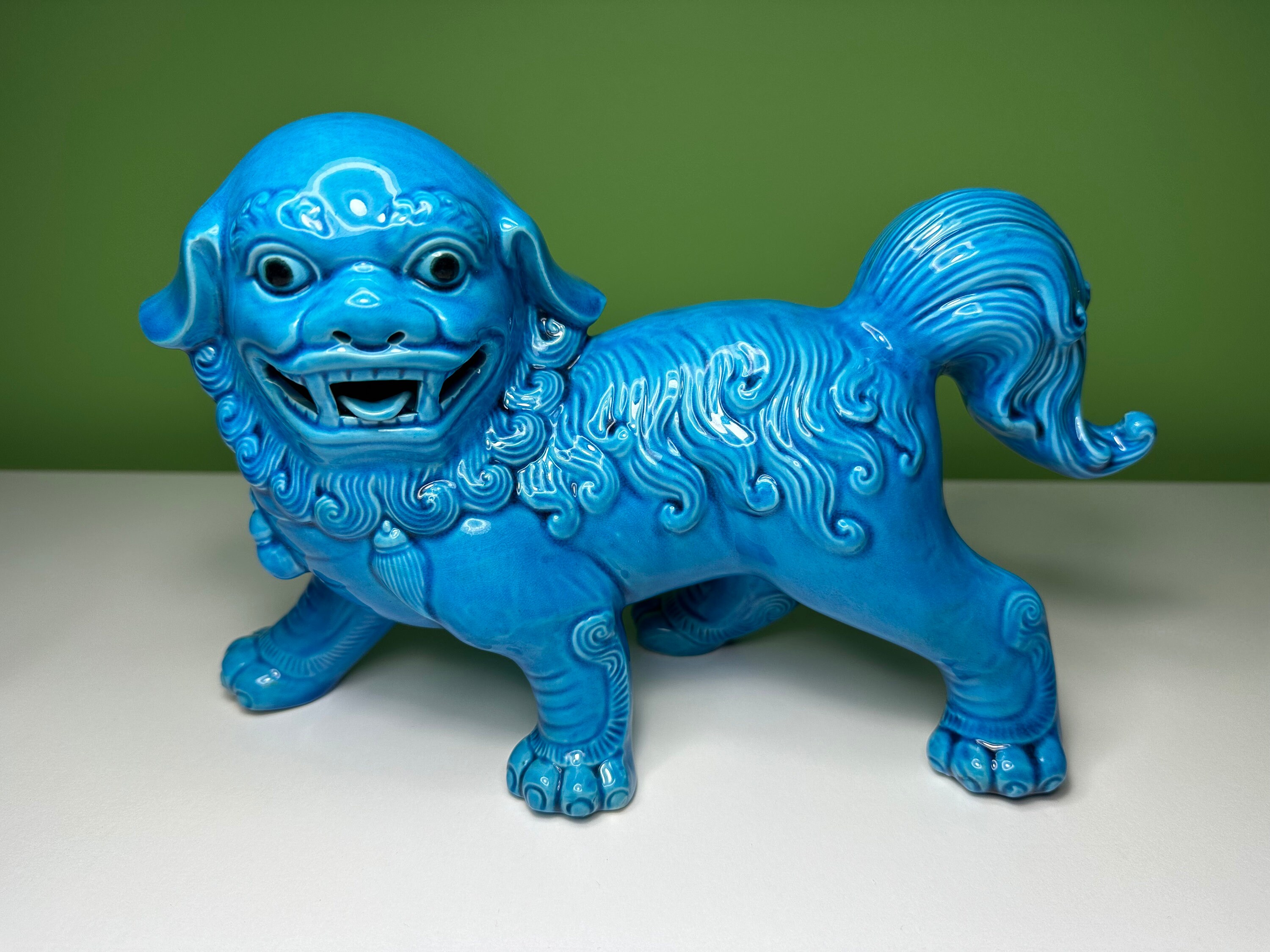 Foo Dogs - Large Glossy Blue Foo Dogs: Shishi Lion Guardians, 6" Tall ...