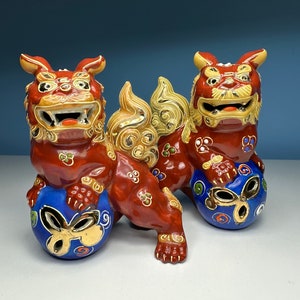Foo Dogs - Small Red Foo Dogs! Ravishing Red and Gold Shishi Lions! - Etsy