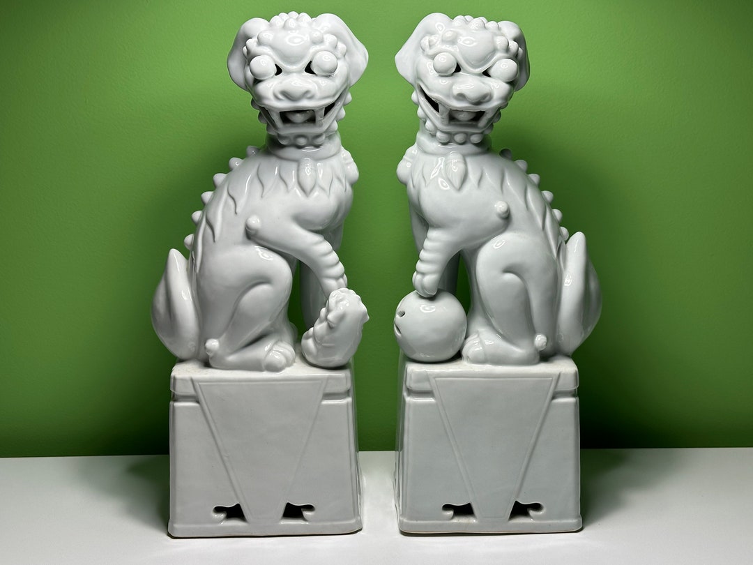 Foo Dogs Massive 18 Inch White Foo Dogs Stunning White Shishi Lions - Etsy