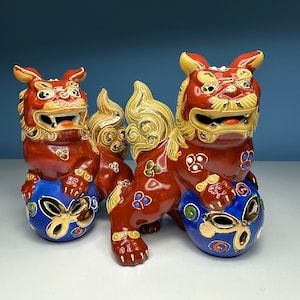 Foo Dogs - Small Red Foo Dogs! Ravishing Red and Gold Shishi Lions! - Etsy